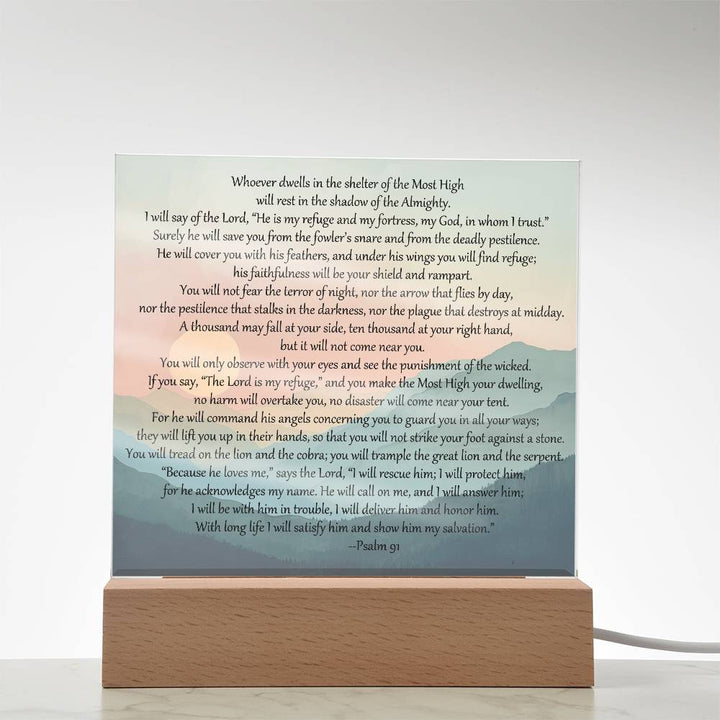 Plaque Christian Art Psalm 91 With LED Lighting Whoever Dwells In ...