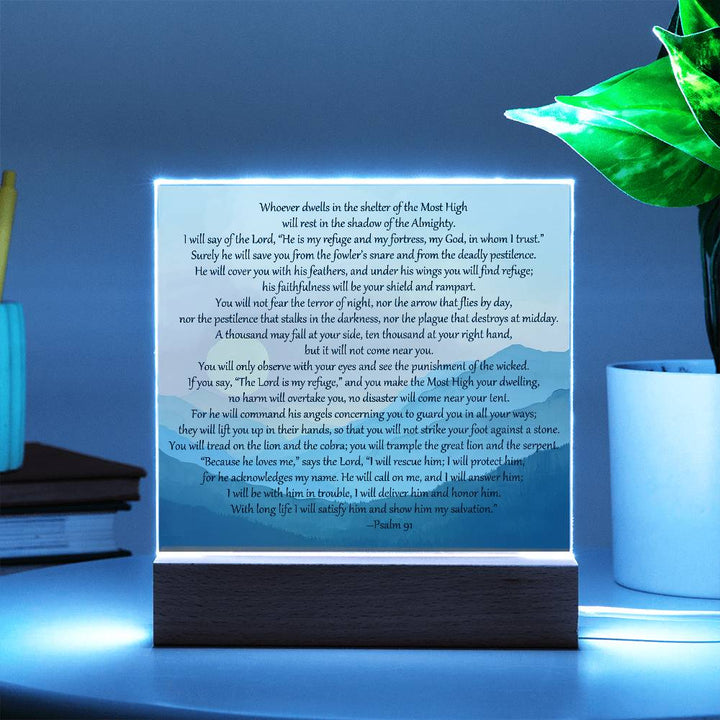 Plaque Christian Art Psalm 91 With LED Lighting Whoever Dwells In ...