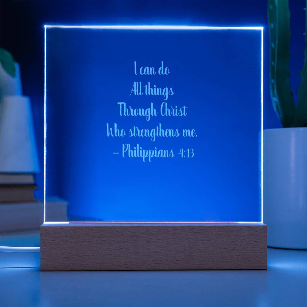 Acrylic Plaque Philippians 4:13 Engraved Bible Verse With Color LED ...