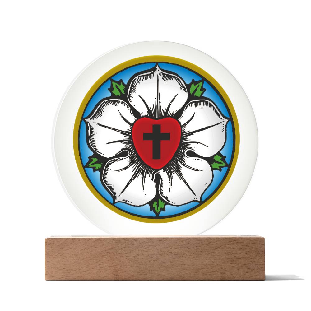 Acrylic Plaque With Luther Rose Design Optional LED Lighting – Ruby Peach