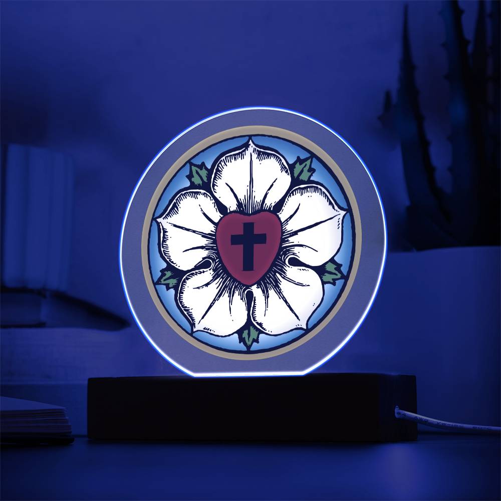 Acrylic Plaque With Luther Rose Design Optional LED Lighting – Ruby Peach