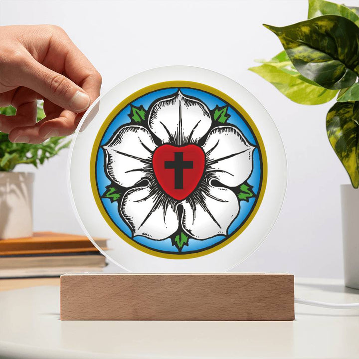 Acrylic Plaque With Luther Rose Design Optional LED Lighting – Ruby Peach