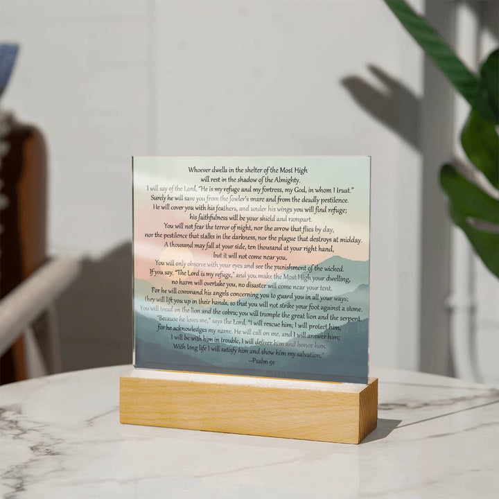 Plaque Christian Art Psalm 91 With LED Lighting Whoever Dwells In ...