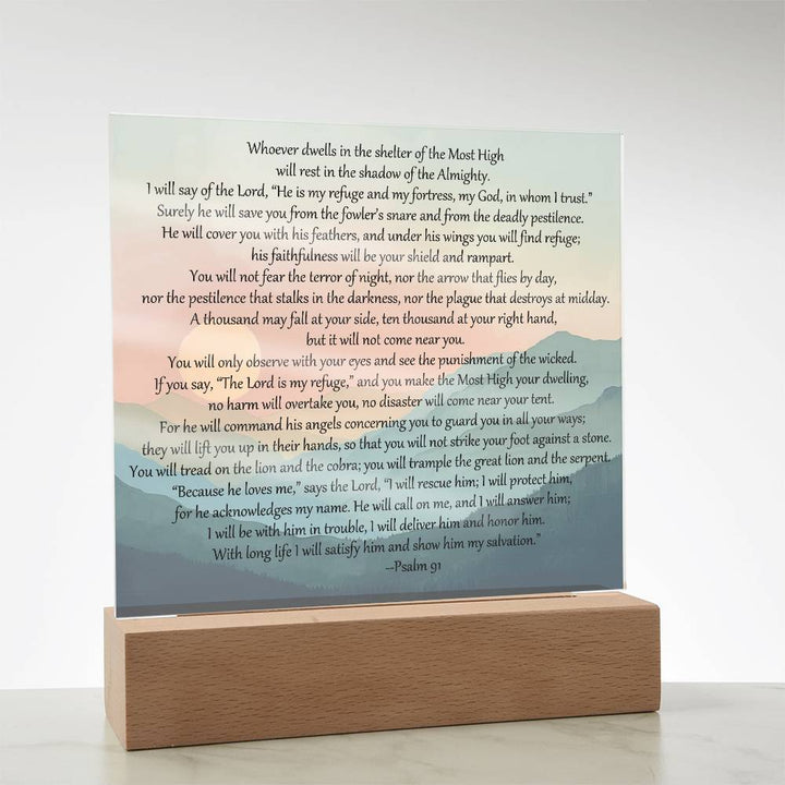 Plaque Christian Art Psalm 91 With LED Lighting Whoever Dwells In ...