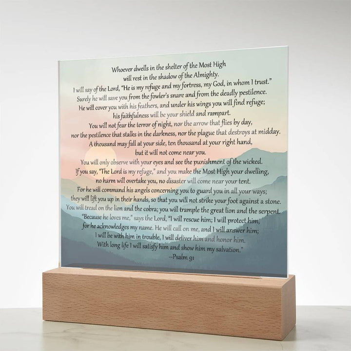 Plaque Christian Art Psalm 91 With LED Lighting Whoever Dwells In ...