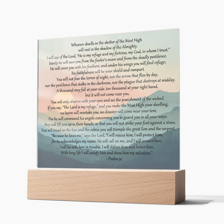 Plaque Christian Art Psalm 91 With LED Lighting Whoever Dwells In ...