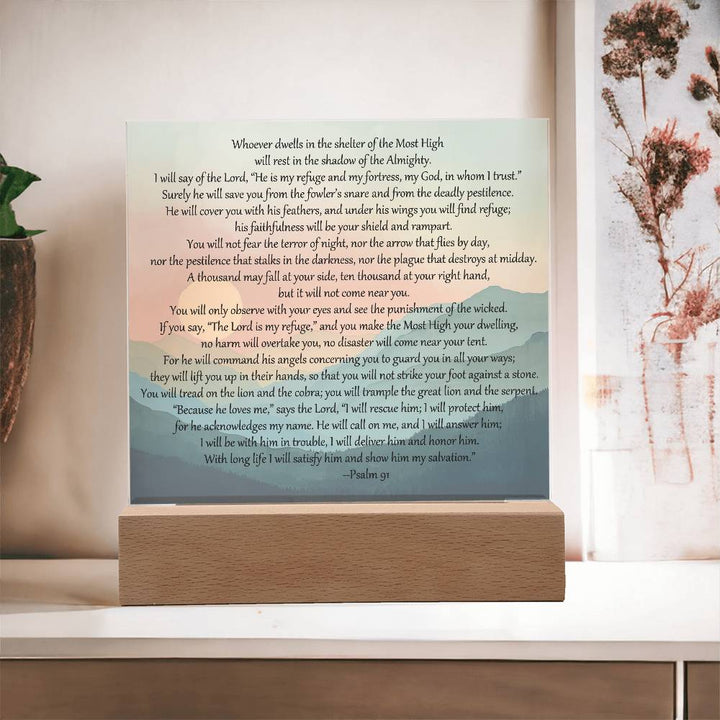 Plaque Christian Art Psalm 91 With LED Lighting Whoever Dwells In ...