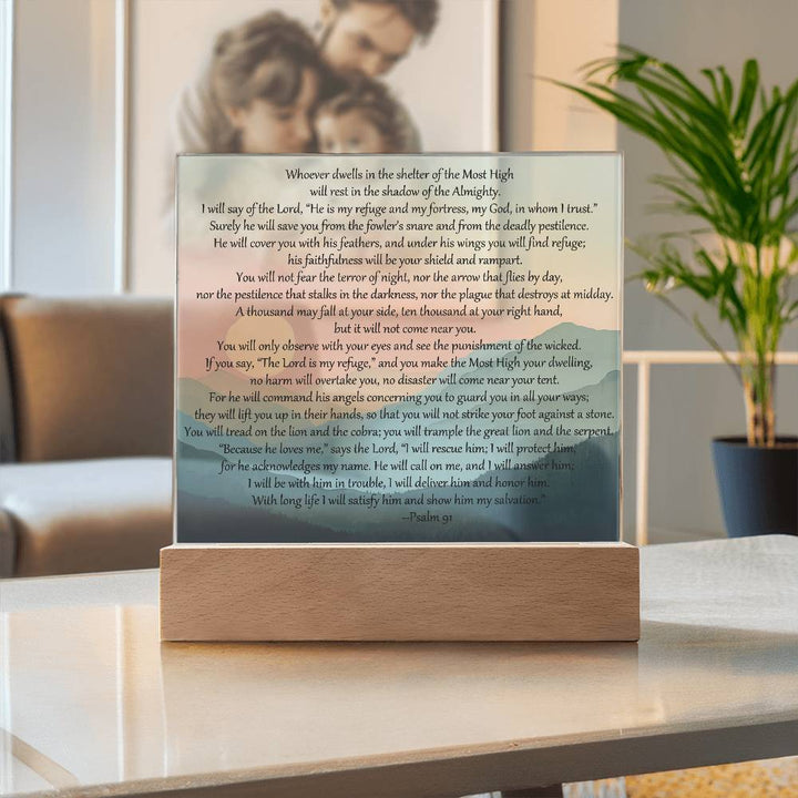 Plaque Christian Art Psalm 91 With LED Lighting Whoever Dwells In ...