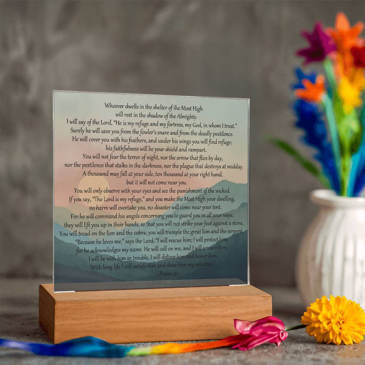 Plaque Christian Art Psalm 91 With LED Lighting Whoever Dwells In ...