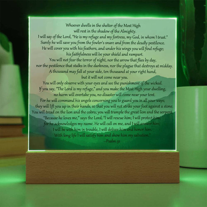 Plaque Christian Art Psalm 91 With LED Lighting Whoever Dwells In ...