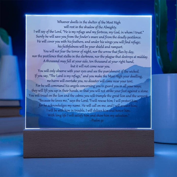 Plaque Christian Art Psalm 91 With LED Lighting Whoever Dwells In ...