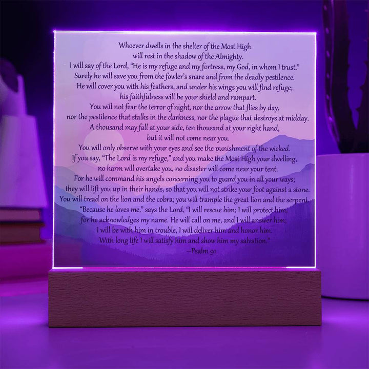 Plaque Christian Art Psalm 91 With LED Lighting Whoever Dwells In ...