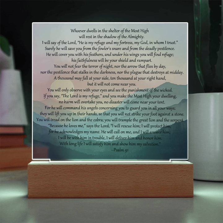 Plaque Christian Art Psalm 91 With LED Lighting Whoever Dwells In ...