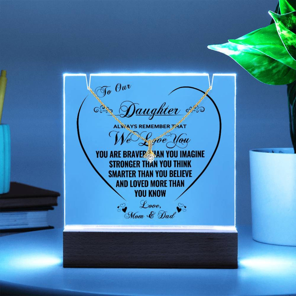 Plaque and Pendant Necklace To Daughter Encouragement Color LED – Ruby ...