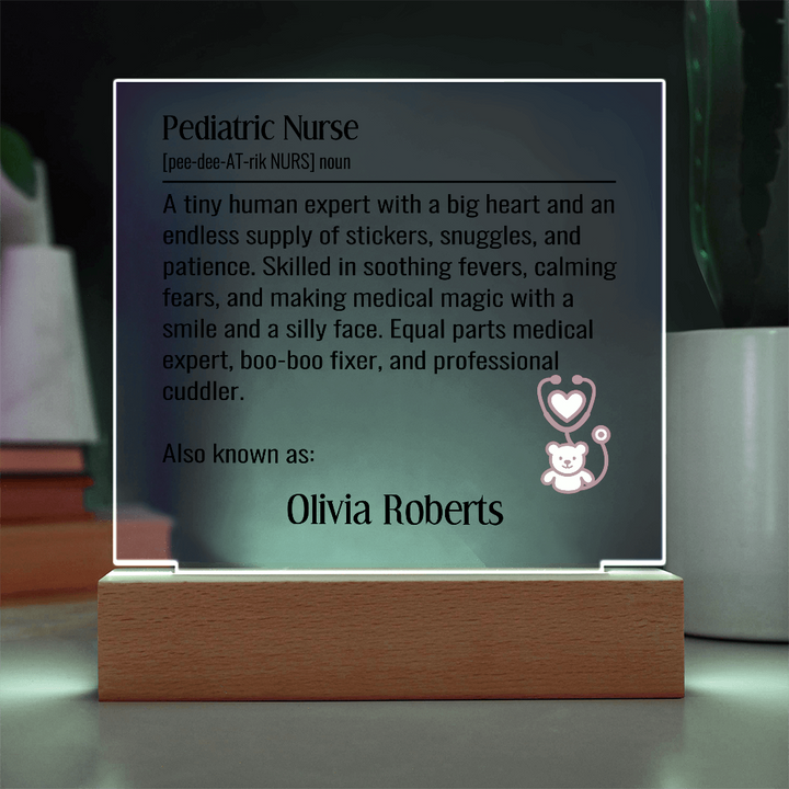 Plaque Pediatric Nurse Definition Gift Personalized Color LED Lighting ...
