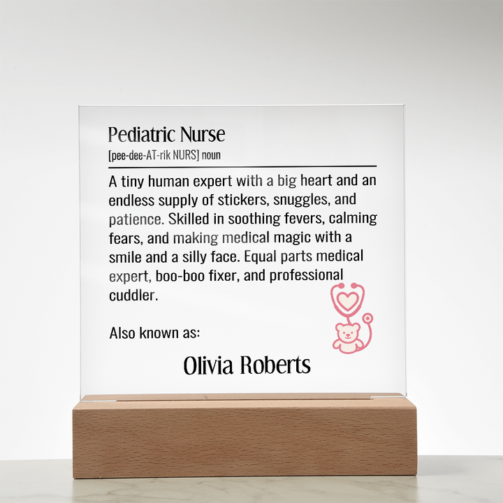 Plaque Pediatric Nurse Definition Gift Personalized Color LED Lighting ...