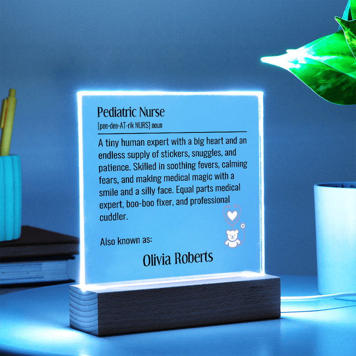 Plaque Pediatric Nurse Definition Gift Personalized Color LED Lighting ...