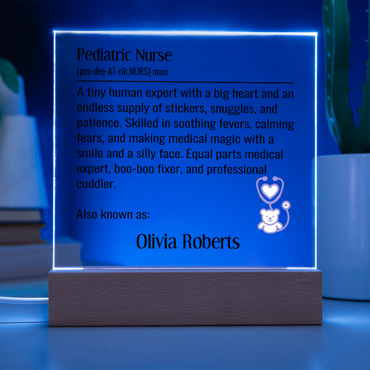 Plaque Pediatric Nurse Definition Gift Personalized Color LED Lighting ...