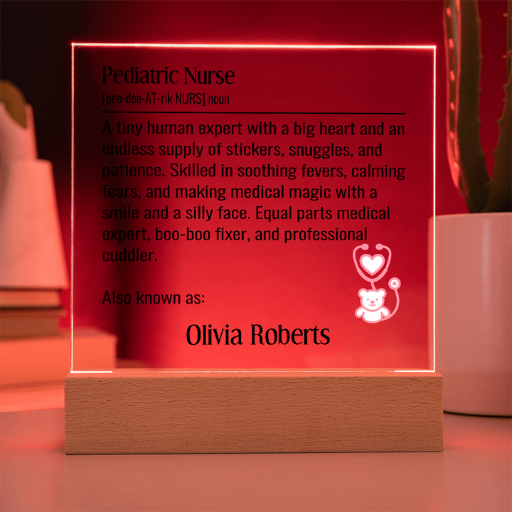 Plaque Pediatric Nurse Definition Gift Personalized Color LED Lighting ...