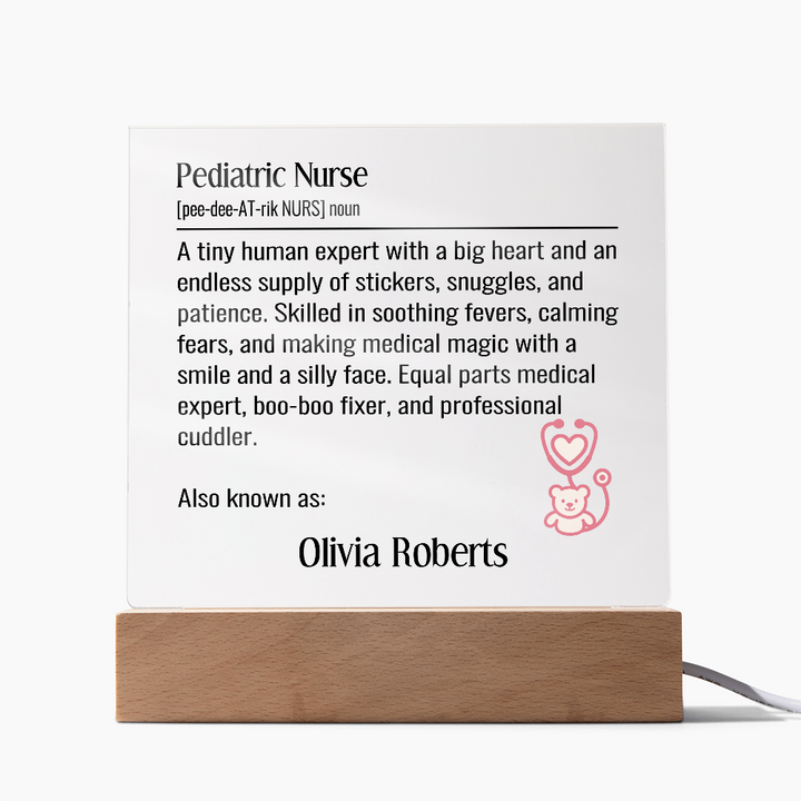 Plaque Pediatric Nurse Definition Gift Personalized Color LED Lighting ...
